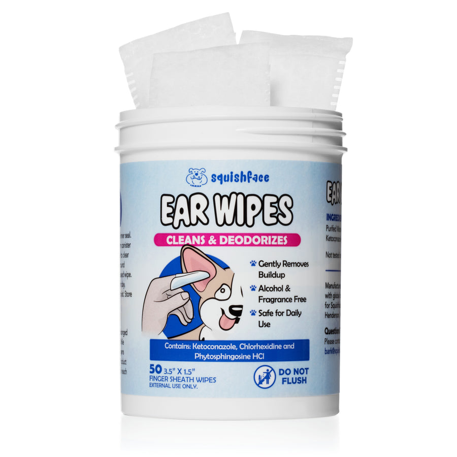 Squishface Ear Wipes | Clean & Deodorize Dog Ears | Squishface